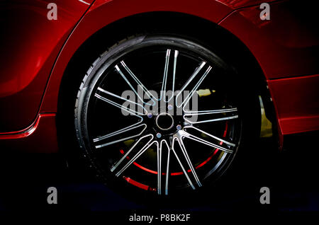 Luxury alloy wheel in close-up as an automotive Stock Photo - Alamy