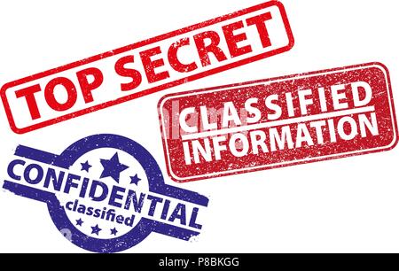 three rubber stamps top secret, confidential and classified information ...