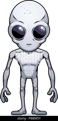 A cartoon illustration of a grey alien standing Stock Vector Image ...