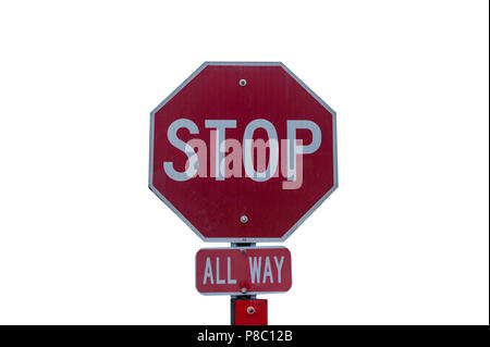 prohibition sign cut out of red paper with disposable plastic forks and ...