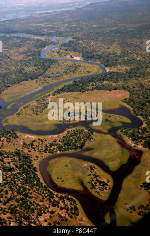 Botswana: Airshot from the Okavango Delta in the Kalahari Desert Stock ...