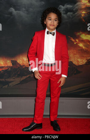 Actor Noah Cottrell attends the "Skyscraper" premiere at AMC Loews ...