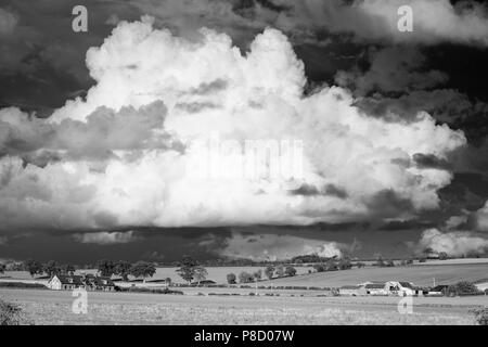 A landscape with dramatic clouds, Heiton, Scottish Borders in mid-June ...