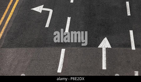 Street, road marking, arrows, directions, differently, light tracks ...