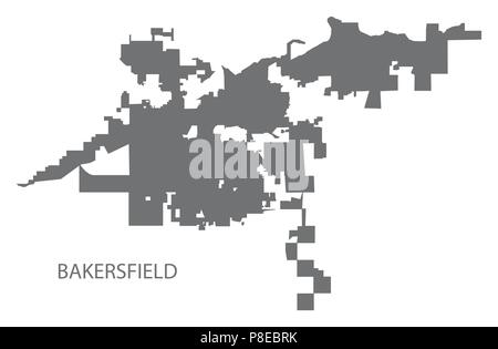 Simple map of Bakersfield, California, USA. Black and white version for ...