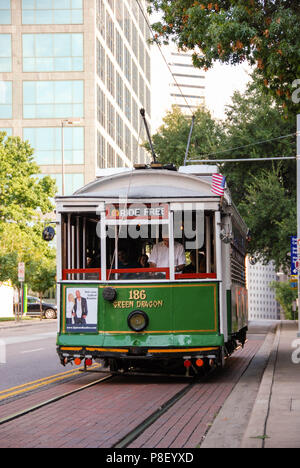 Head on view of one of the streetcars on the McKinney Avenue Trolley ...