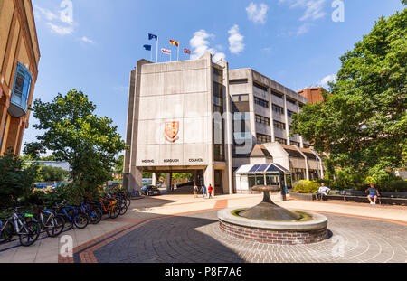 Modern concrete civic offices of local authority, Woking Borough ...