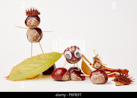 Funny chestnut man made of chestnuts and Steichhälzern in autumn Stock ...