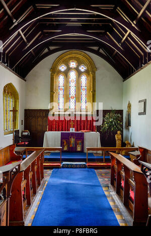 Historic interior nave, chancel arch ,sanctuary, altar and east window ...