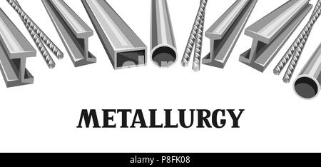 Metallurgy industry banner, metal products and iron mining Stock Vector ...