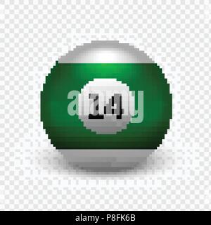 billiard ball number 14. Green and white color. Isolated wind object on ...
