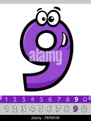 Educational Cartoon Illustrations of Basic Numbers Characters Set Stock ...