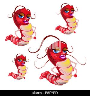 Sad shrimp, illustration, vector on white background Stock Vector Image ...