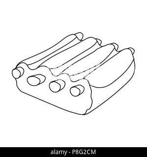 Spare ribs line icon. Outline symbol of prepared food. Pork meat vector ...