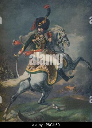 Painting titled 'Mounted Officer of the Guard' by Théodore Géricault ...