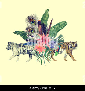 Watercolor wild flowers illustration. Hand Drawn seamless pattern with ...