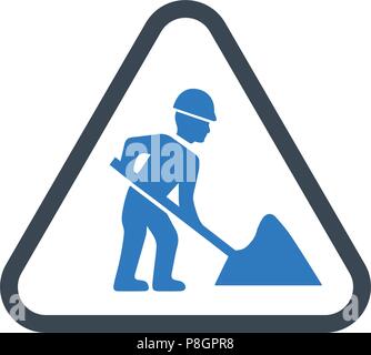 Under Construction Sign with Man Digging Ground Stock Vector Image ...