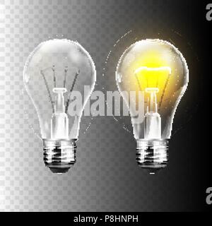 light off and light on lightbulb glowing and turned off electric light ...