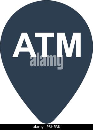 ATM location pin vector icon. Cash machine direction position Stock ...