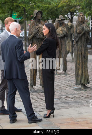 The Duke and Duchess of Sussex visit the Famine Memorial during their ...