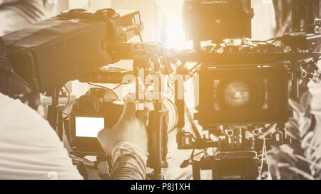 detail of Video camera , film crew production, behind the scenes ...