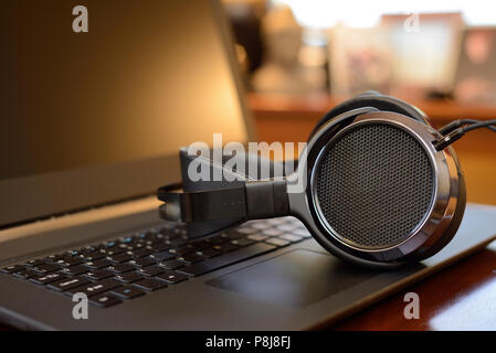 Audiophile Headphones with Laptop PC Stock Photo - Alamy