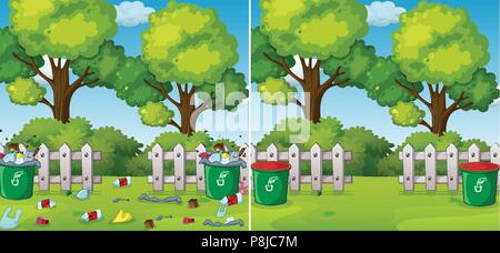 Comparison of Dirty and Clean Forest illustration Stock Vector Image ...