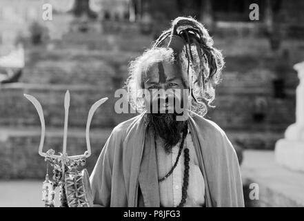 A SHAIVITE SADHU Hindu follower of Shiva with trident KATHAMANDU NEPAL ...