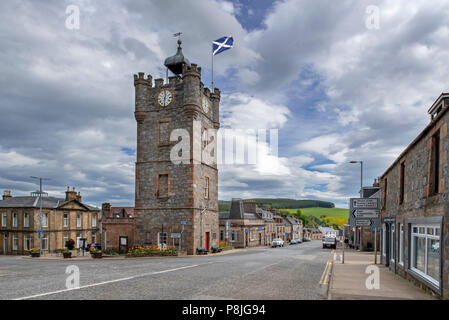 19th century Dufftown Clock Tower, previously a prison but now a ...
