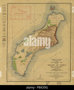 Topographic map of the Island of Niihau, Kauai County, Hawaii , Niihau ...