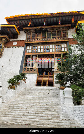 Punakha, Bhutan - April 10, 2016: Monks around the large white-washed ...
