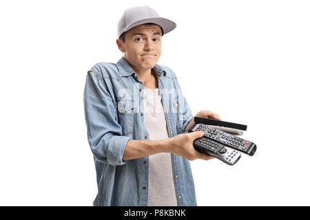 Remote control confusion Stock Photo - Alamy