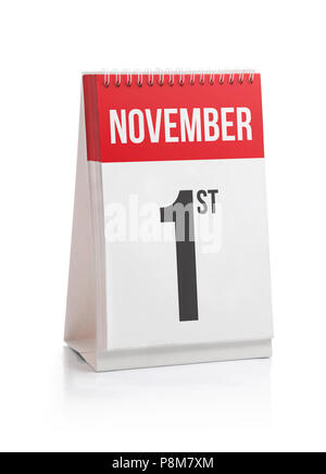 November 1st . Day 1 of month, Calendar date. Yellow sheet of the ...