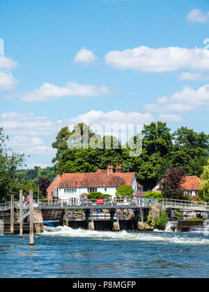 People Walking Across Weir, Hambleden Lock and Weir, River Thames ...