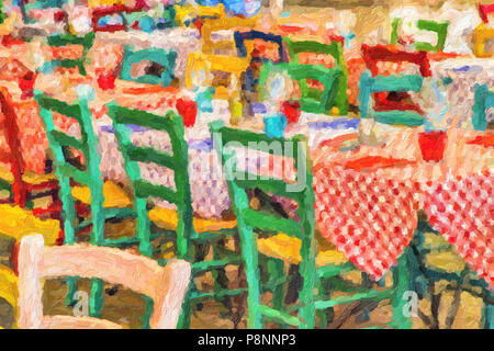 colorful tables in Italian restaurant Stock Photo - Alamy