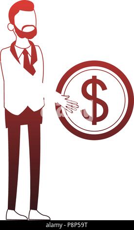 Businessman holding coin faceless red lines Stock Vector Image & Art ...