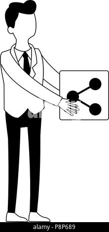 Businessman with video symbol faceless black and white colors Stock ...