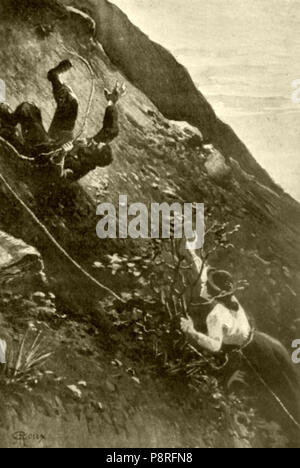 'The Golden Volcano' illustrated by George Roux depicts a dramatic ...