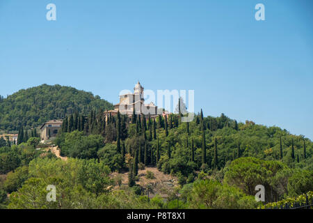 Summer landscape near Perugia, Umbria, Italy. Solomeo, old village ...