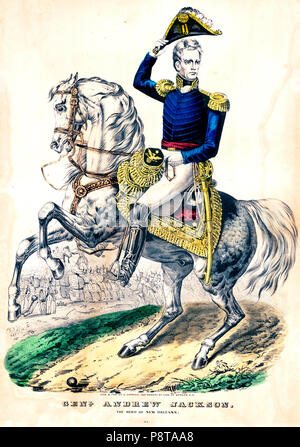 General Andrew Jackson. The Hero of New Orleans. 1815. Copy of lithograph by James Baillie ...