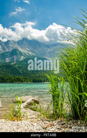 Eibsee, Zugspitze, Wettersteingebirge, Bavaria, Germany, Summer Stock ...