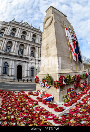 The Cenotaph, London - surrounded by memorial wreaths laid during the ...