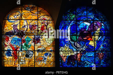 Hadassah Hospital, Jerusalem, Chagall stained glass windows of chapel ...