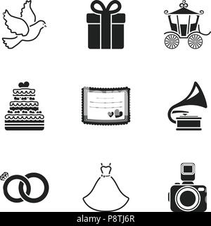Weeding set icons in black style. Big collection of wedding vector ...