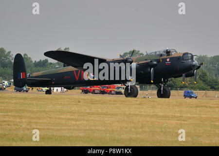An Avro Lancaster bomber on display at the Aviation Heritage Museum in ...