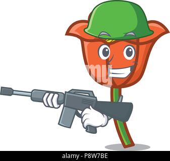 Military cartoon character with poppy flower illustration Stock Vector ...