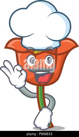 Chef with food poppy flower mascot cartoon Stock Vector Image & Art - Alamy