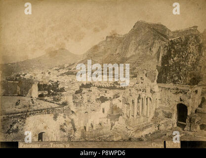Giovanni Crupi's 19th-century panorama of Taormina provides a detailed ...