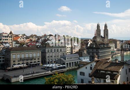 Zurich, Switzerland, 15 August 2016: The historic center with the ...