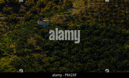 Concrete irrigation basin on high hills in Andalusia, a place of water ...